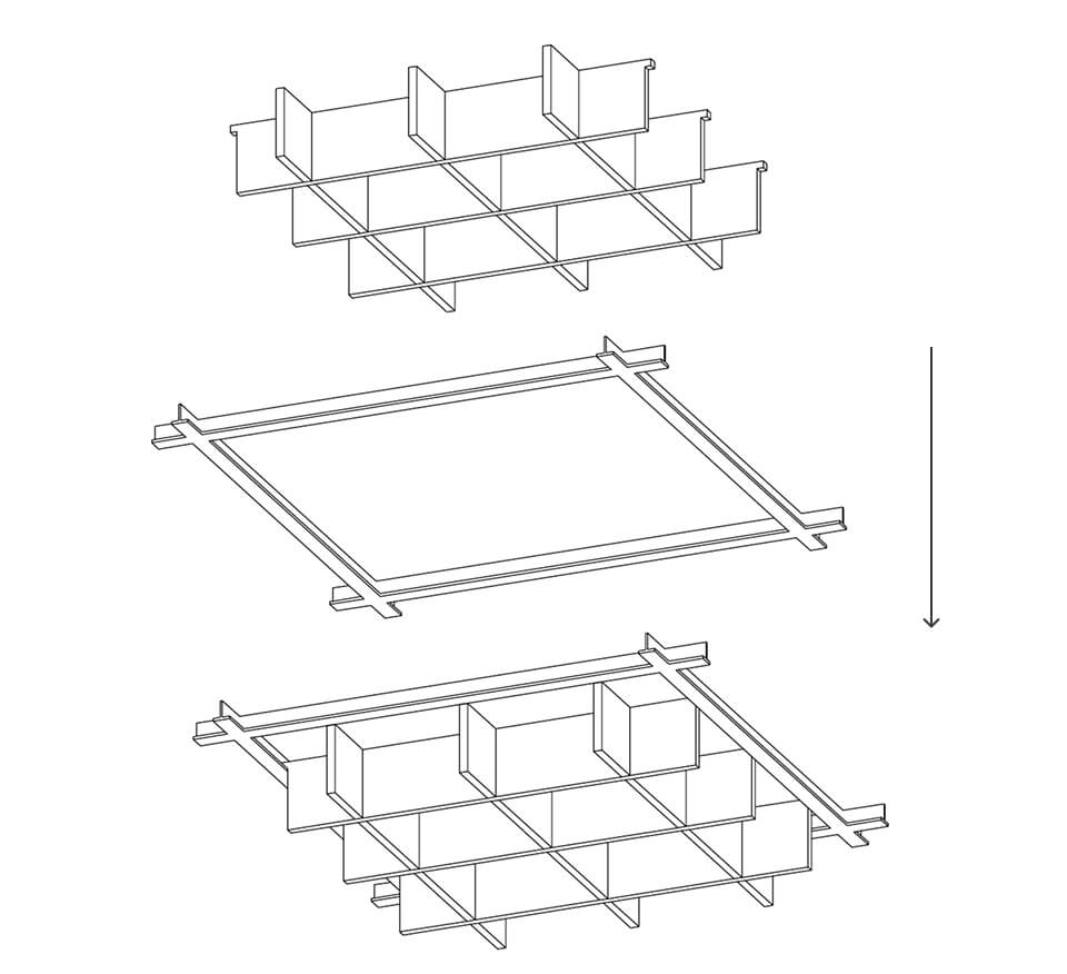 Gridline Series Crossed Ceiling Panels